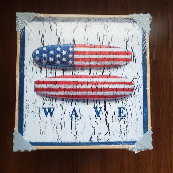 Wall Decor | Coastal Framed Patriotic American Flag Surfboards New ...